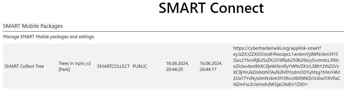 The link to a mobile package from SMART Connect does not work, but ...